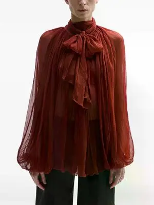 ATU BODY COUTURE Pleated Bow Blouse - Red