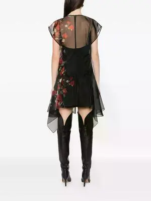 Khaite Floral-print Mini Dress - Black