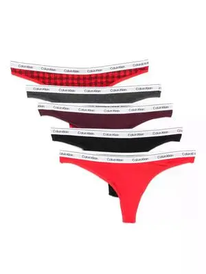 Calvin Klein Logo-waistband Thongs - Red