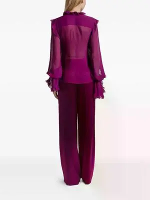 Alberta Ferretti Ruffled Silk Blouse - Purple