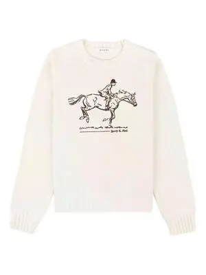SPORTY & RICH Equestrian Graphic Crew-neck Sweater - Neutrals