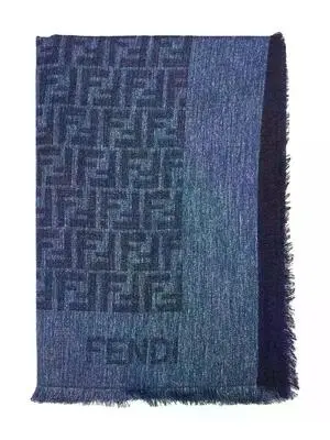 Fendi Ff Fringed Scarf - Blue