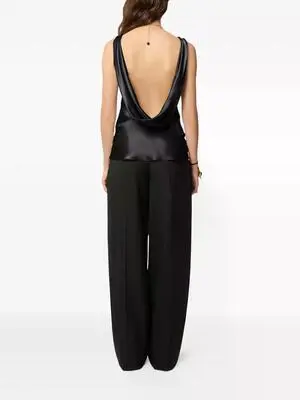 Nina Ricci Draped Satin Top - Black