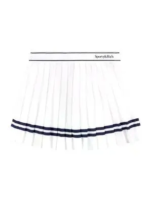 SPORTY & RICH Striped Pleated Mini Skirt - White