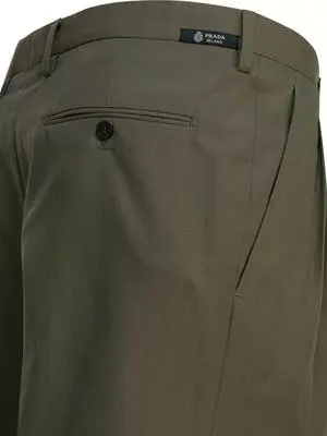 Prada Pleated Wool Wide-leg Trousers - Green
