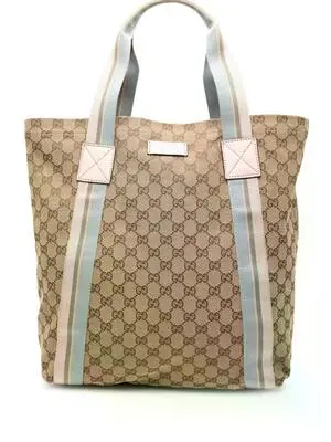 Gucci Gg Canvas Web Tote Bag - Brown