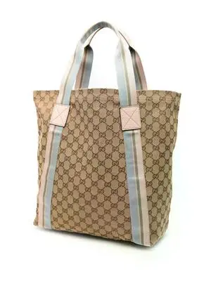 Gucci Gg Canvas Web Tote Bag - Brown