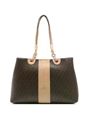 Liu Jo Monogram Printed Chain Tote Brown