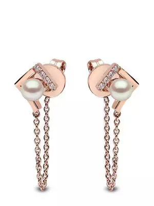 Yoko London 18kt Rose Gold Freshwater Pearl And Diamond Earrings - 9