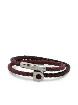FERRAGAMO Gancini Double-wrap Braided Bracelet - Silver