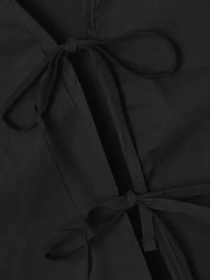 DEIJI STUDIOS Pintuck Tie-detailed Organic Cotton-poplin Top - Black