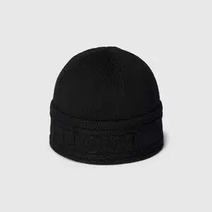 Gucci Knit Wool Beanie With Logo - Black