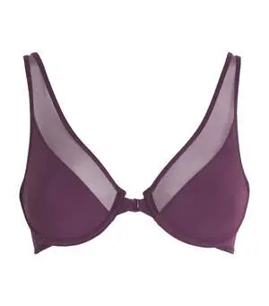 Wolford Sheer Opaque High Apex Bra - Purple