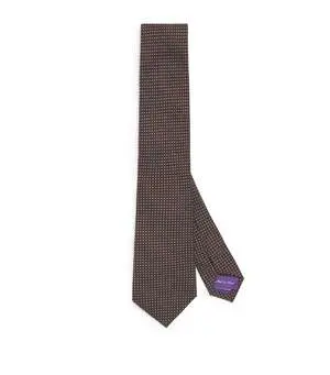 Ralph Lauren Purple Label Cashmere-silk Polka-dot Neck Tie - Brown