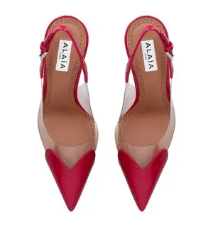 Alaïa Patent Coeur Slingback Pumps 90 - Pink
