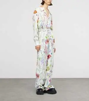 Alexander McQueen Floral Satin Trousers