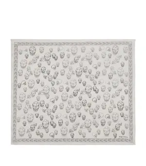 Alexander McQueen Silk Painted Skull Scarf - Ivory