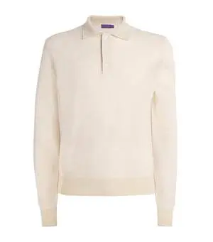 Ralph Lauren Purple Label Cashmere Polo Sweater - White