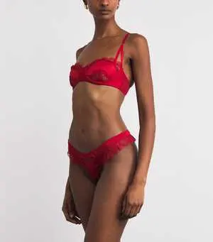 Kiki De Montparnasse Stretch-silk Lace Thong - Red