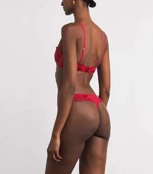 Kiki De Montparnasse Stretch-silk Lace Thong - Red