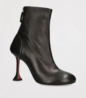 Amina Muaddi Leather Iris Ankle Boots