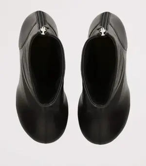 Amina Muaddi Leather Iris Ankle Boots