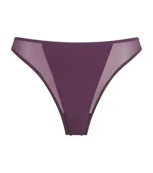 Wolford Sheer Opaque Thong - Purple