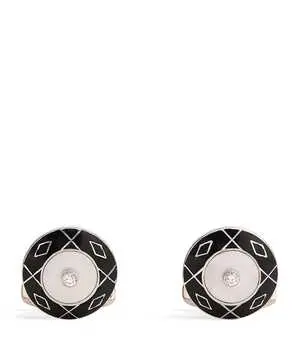 DEAKIN & FRANCIS Yellow Gold, Diamond, And Mother-of-pearl Cufflinks - Black