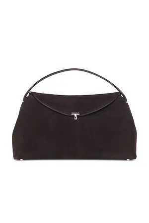 TOTEME T-lock Suede Top Handle Bag - Espresso