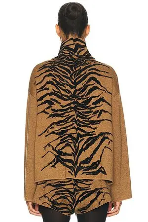 Alaïa Tiger Print Turtleneck Sweater
