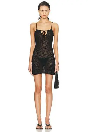 ZIAH Open Knit Strappy Mini Dress - Black
