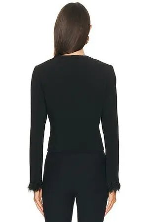 L'academie Eirah Cropped Jacket With Feather Trim