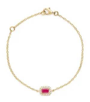 Shay Diamond And Ruby Halo Bracelet - Gold