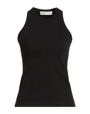 MODES Ribbed Jersey Crewneck Tank Top - Black