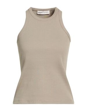 MODES Tank Top In Ribbed Cotton And Eco Polyester - Khaki