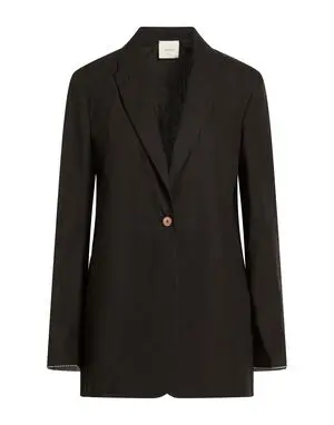 ALYSI Single-breasted Cotton Blazer - Black