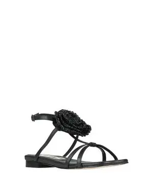 RAS Leather Sandals With Floral Appliqués