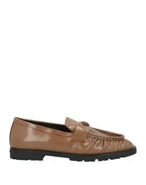 Pinko Leather Loafers With Lug Sole - Beige