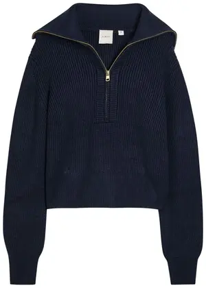 Varley Ribbed Half-zip Knit Sweatshirt