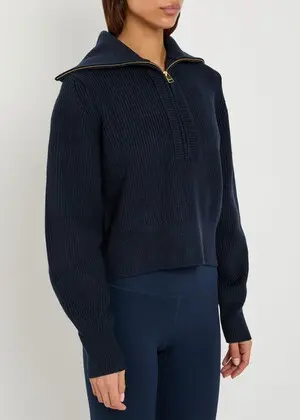 Varley Ribbed Half-zip Knit Sweatshirt