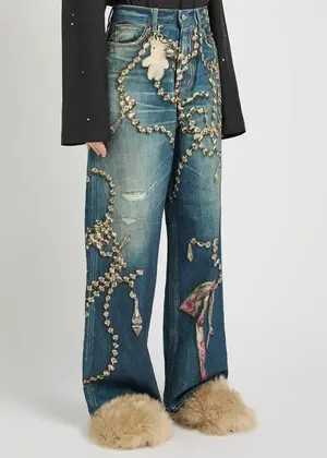 Acne Studios Printed Wide-leg Jeans