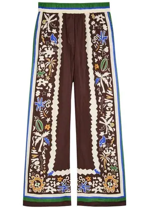 ALEMAIS Maroc Printed Wide-leg Linen Trousers - Multicoloured