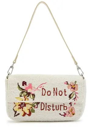 Staud Timmy Embroidered Beaded Shoulder Bag Pink