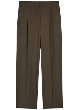 TOTEME Straight-leg Wool Trousers - Khaki