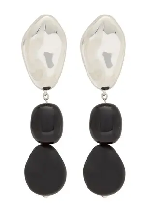 Agmes Tess Sterling Silver Drop Earrings - Black