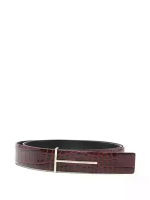 TOM FORD Embossed Leather Belt - Red