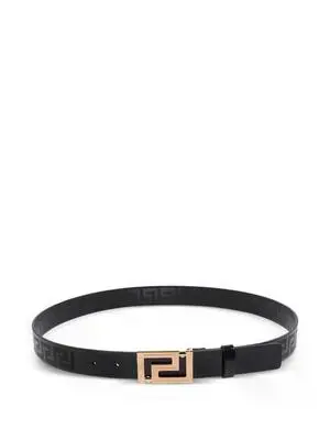 Versace Greca Buckle Leather Belt - Black