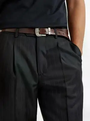 Brunello Cucinelli Stripe Pleat Trousers - Black