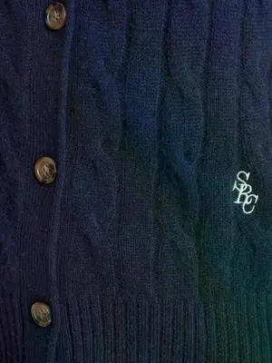 SPORTY & RICH Src Cable-knit Button Cardigan - Blue