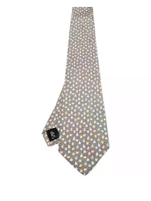 FERRAGAMO Printed Silk Necktie - Grey